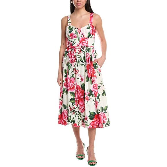 Maison Tara | Dresses | Maison Tara Womens Gathered Midi Dress Pink ...